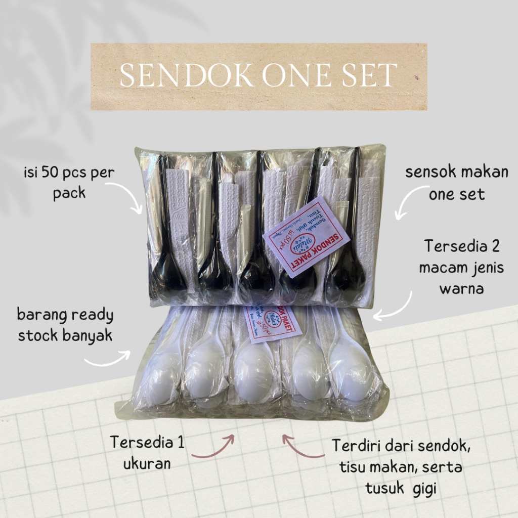 Jual [50 Set] Sendok Set/Sendok Catering Steril isi Sendok, Tisu, dan ...