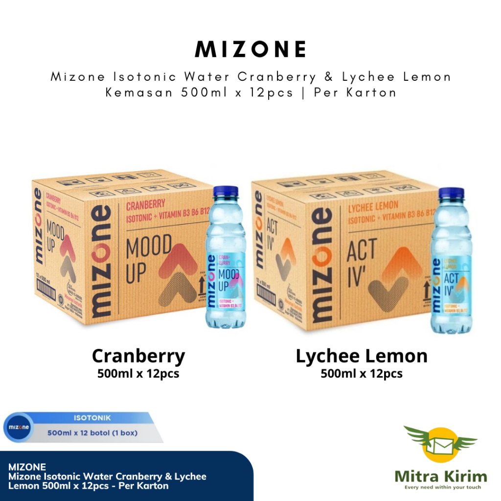Jual Mizone Isotonic Water Cranberry & Lychee Lemon 500ml x 12pcs - Per Karton | Shopee Indonesia