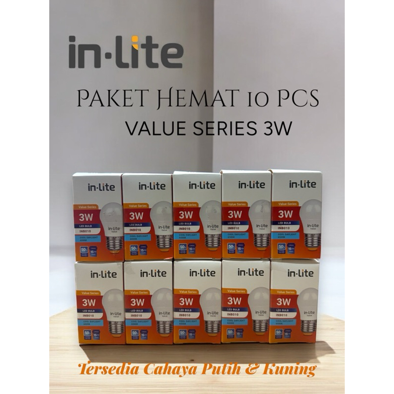 Jual [ PAKET HEMAT 10 PCS ] IN-LITE INLITE LAMPU LED BULB INB010 VALUE 3W 5W 7W 9W 12W 15W 18W ...