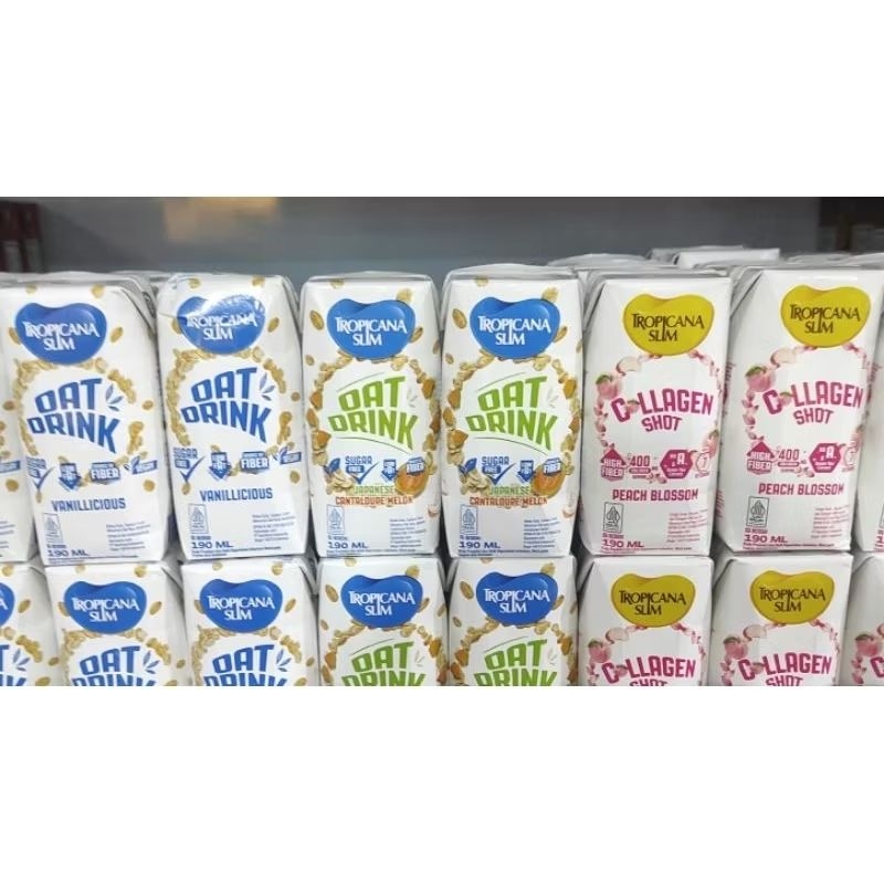 Jual 6 pcs x susu UHT Tropicana Slim almond drink chocolicious / oat drink japanese cantaloupe ...