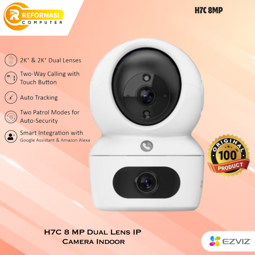 Jual EZVIZ CCTV H7C 8MP 4MP + 4MP Smart Home Dual Lens IP Camera Indoor ...