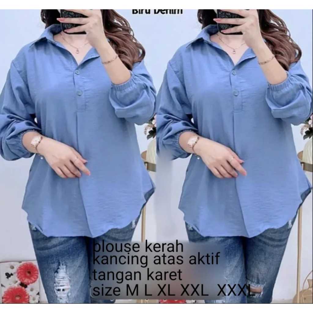 Jual Blouse wanita kekinian bahan cringkle premiun / atasan blouse ...