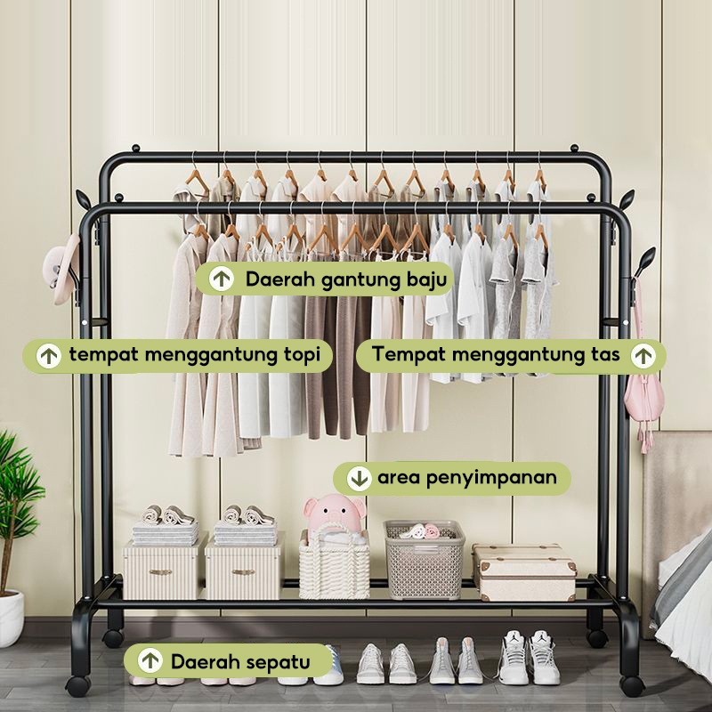 Jual Rak Gantungan Baju Gantungan Baju Berdiri Besi Kuat Gantungan Baju ...