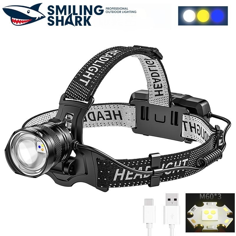 Jual SENTER KEPALA 3 CAHAYA SMILING SHARK TD-0157A LED 60W M60 - CAHAYA ...