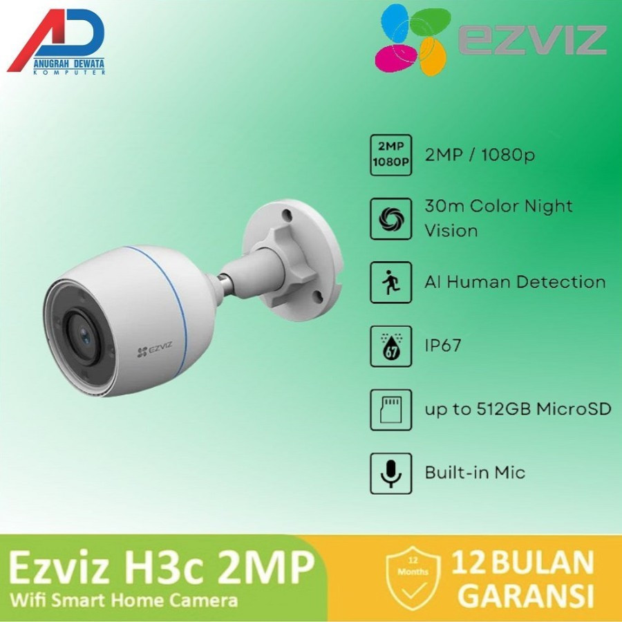 Jual EZVIZ H3C 2MP COLOR NIGHT VISION WIRELESS CAMERA OUTDOOR | Shopee ...