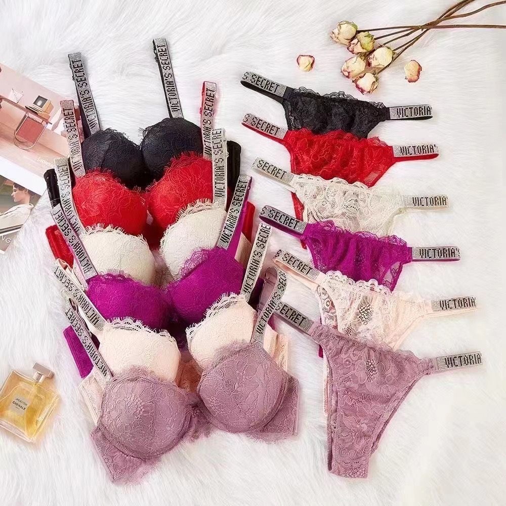 Jual 1+1 Victoria's Secret Bra Very Sexy Rhinestone Shine Strap Set ...