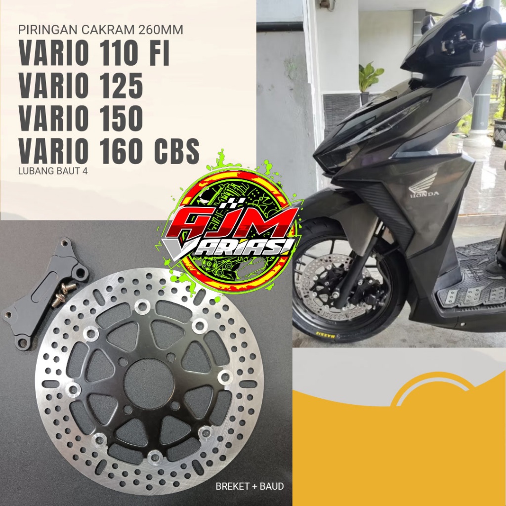Jual Disc Piringan Cakram 260mm Plus Breket Variasi Vario 110 Fi/Vario ...