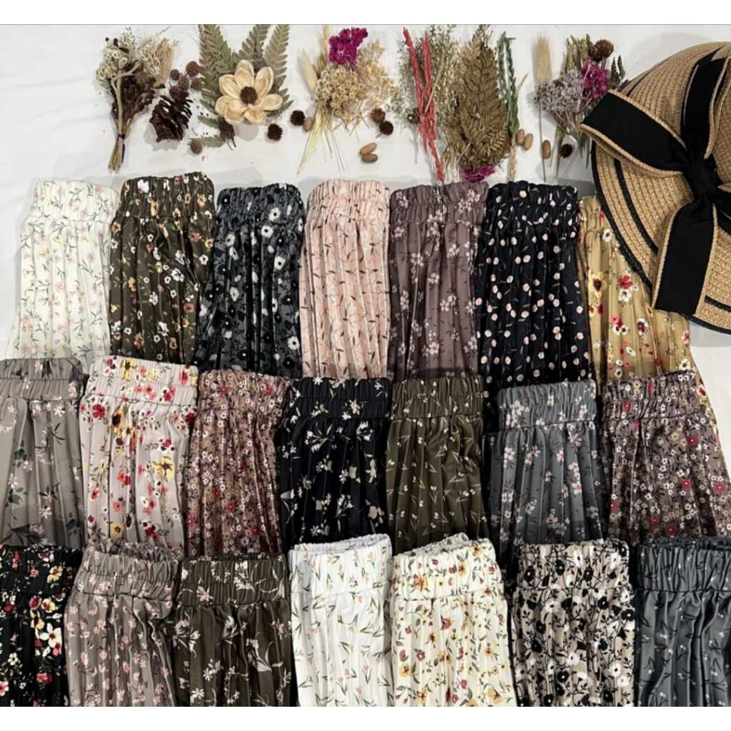Jual ROK PLISKET MOTIF BUNGA | Rok Panjang Wanita Korean Style Premium ...