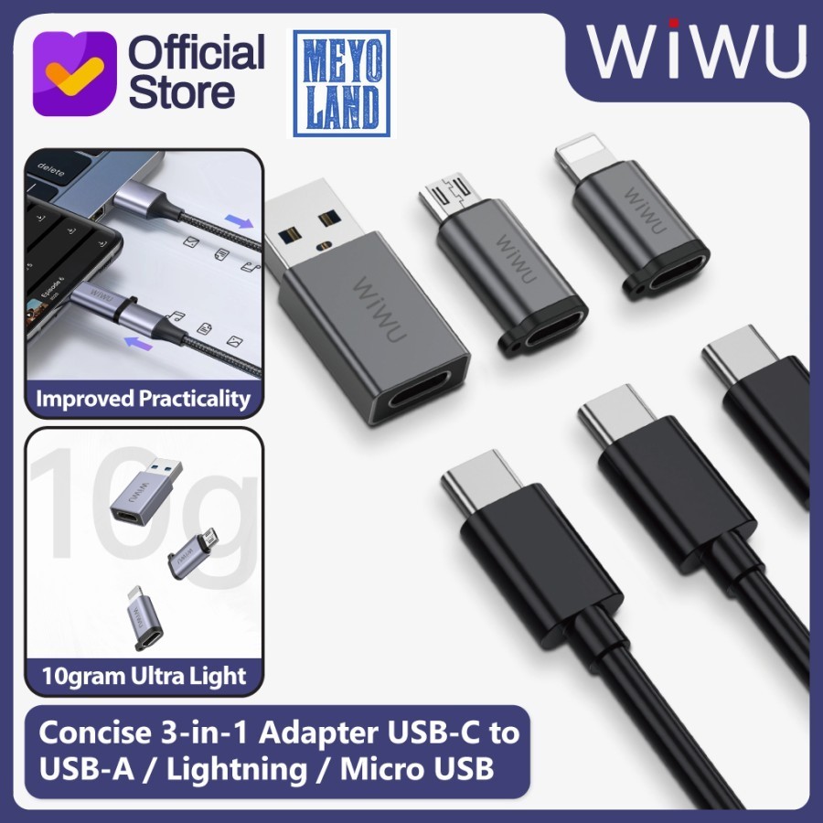 Jual Adapter Pack WiWU Concise 3-in-1 USB-C to USB-A / Lightning ...