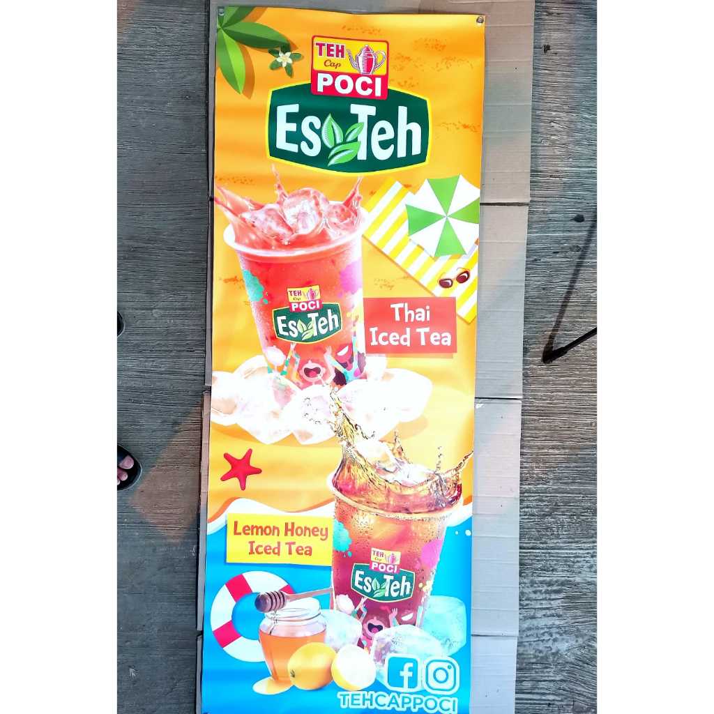 Jual y banner teh poci, x baner, spanduk, ASLI 100% | Shopee Indonesia