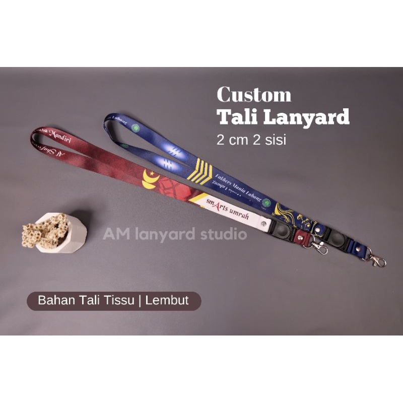 Jual Cetak Custom Tali Lanyard Id Card 2 cm 2 sisi bahan tissue premium ...