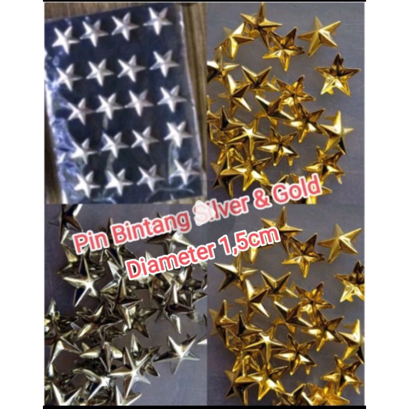 Jual pin bintang stainlis kecil silver & gold | Shopee Indonesia