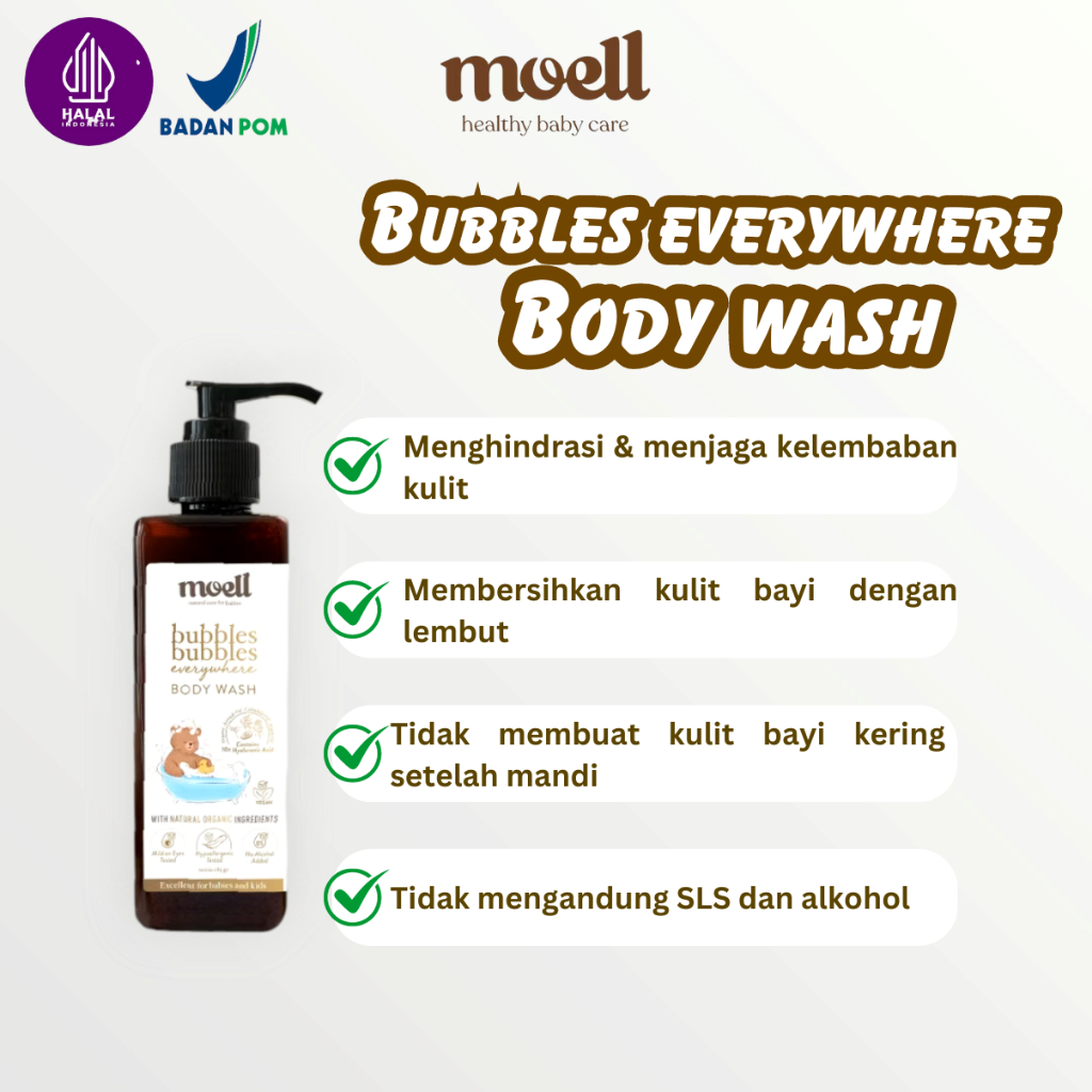 Jual MOELL Body Wash 185ml - Bubbles Bubbles Everywhere - No SLS No ...