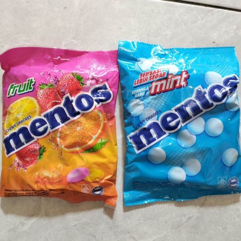 Jual Permen mentos mint dan fruit kemasan sak 135 gram (+/- 50 butir ...