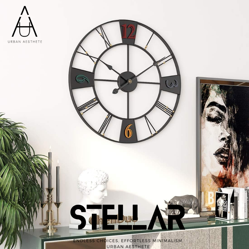 Jual Jam Tembok Dinding Besi Estetik Vintage Clock Quartz Silent ...