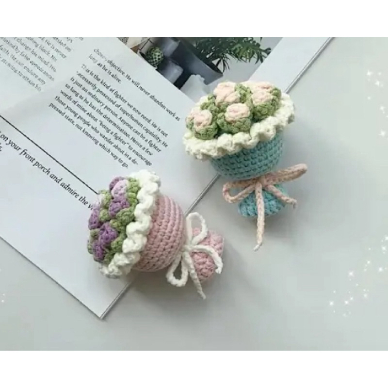 Jual Crochet Keychain Mini bucket flower/ Ganci rajut | Shopee Indonesia