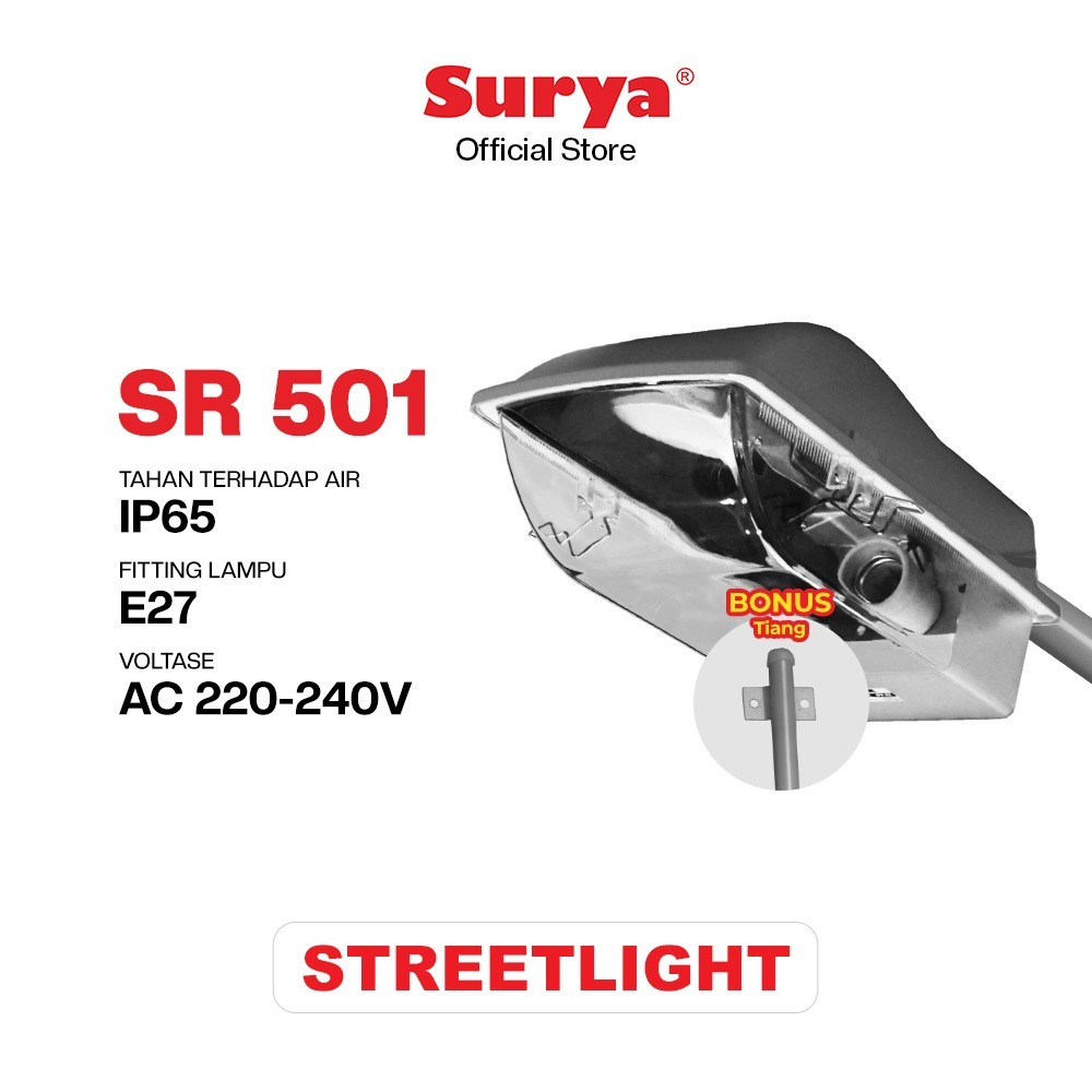 Jual KAP LAMPU JALAN PJU KAP PJU STREET LIGHT WATERPROOF E27 + TIANG SURYA SR 501 SR501 KAP ...