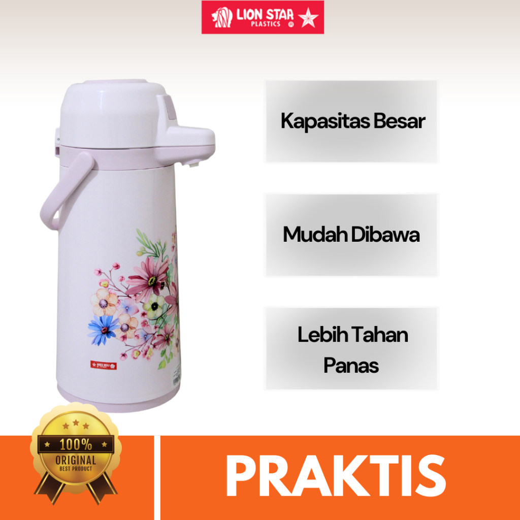 Jual Termos Air Panas Pencet 2 Liter Air Pot AP 2 Vacuum Lion Star LS-110 | Shopee Indonesia
