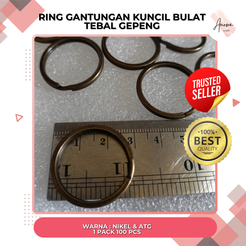 Jual (100 PCS) RING GANTUNGAN KUNCI TEBAL GEPENG 2,8 CM - 3 CM NIKEL ...