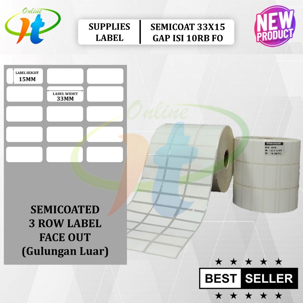 Jual Kertas Stiker Label Barcode Semicoat 33x15 GAP NON GAP isi 10000 ...