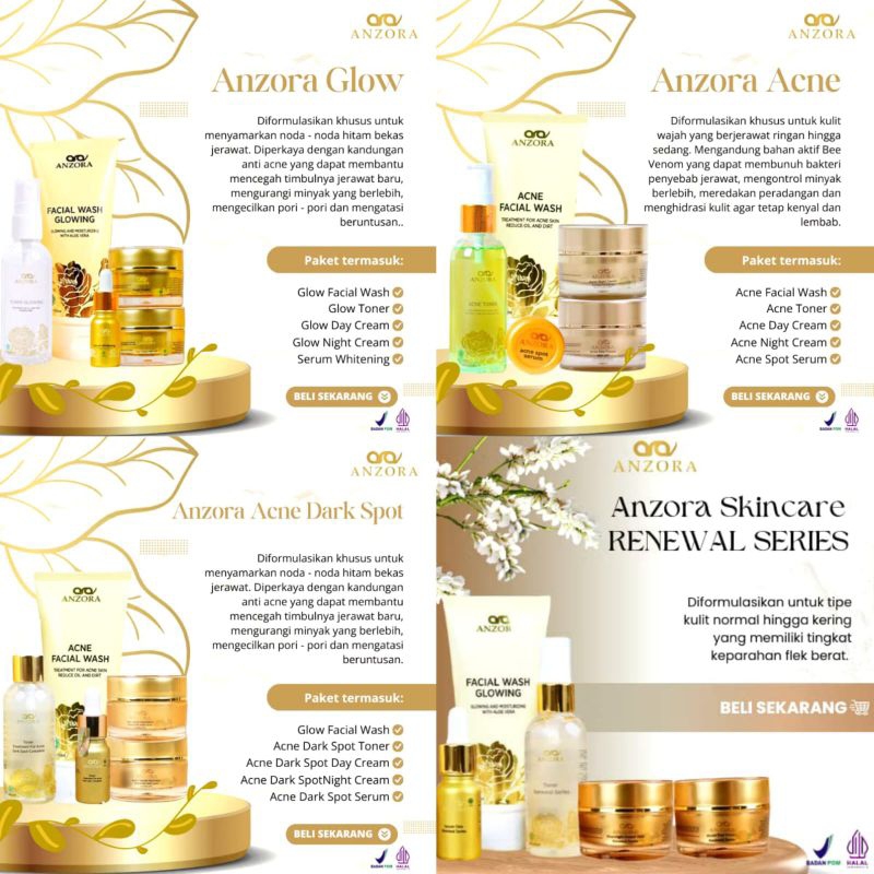 Jual Anzora/anzora skincare/skincare Anzora/paket wajah anzora skincare ...