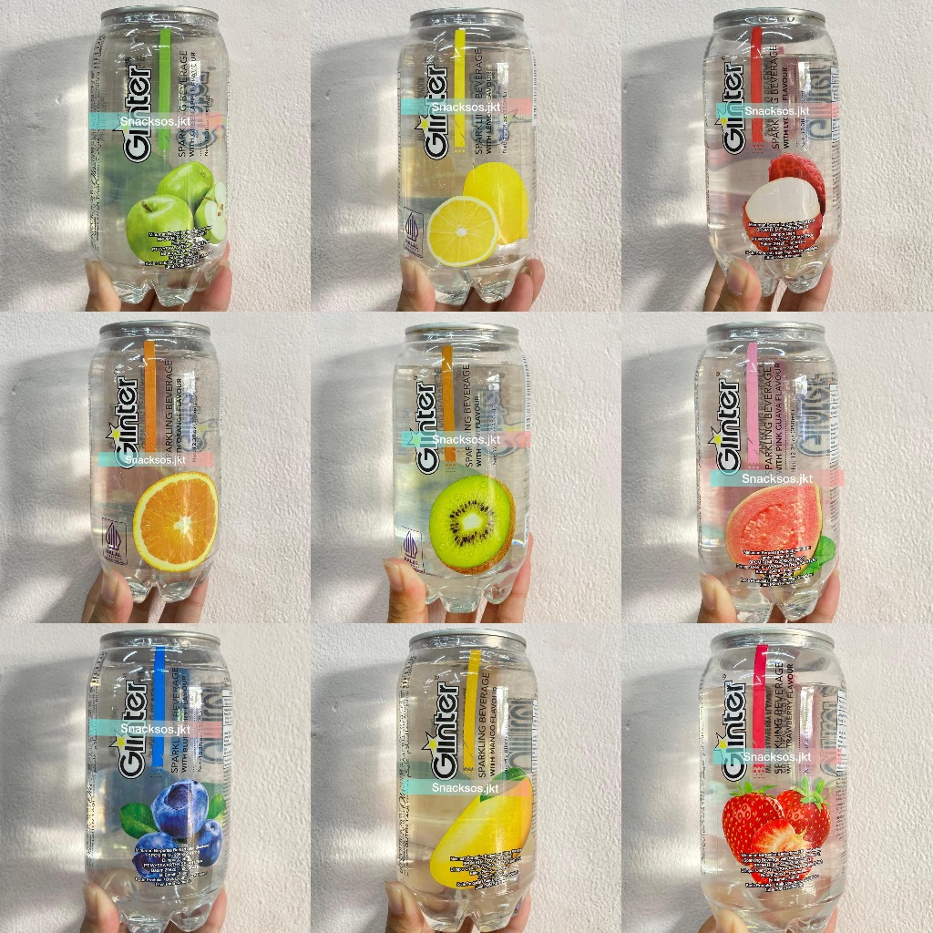Jual GLINTER SPARKLING WATER WITH BLUEBERRY / GREEN APPLE / KIWI / LEMON / LYCHEE / ORANGE ...