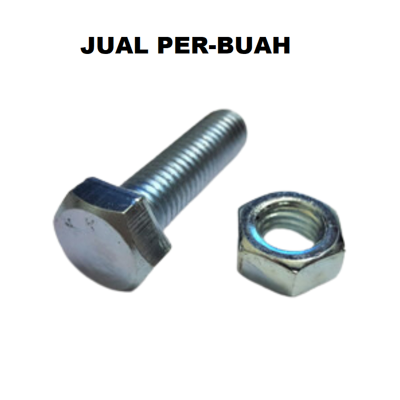 Jual Per buah Baut Mur Galvanis m 7 x 25 mm Kunci 11 Hex Bolt Nut ...