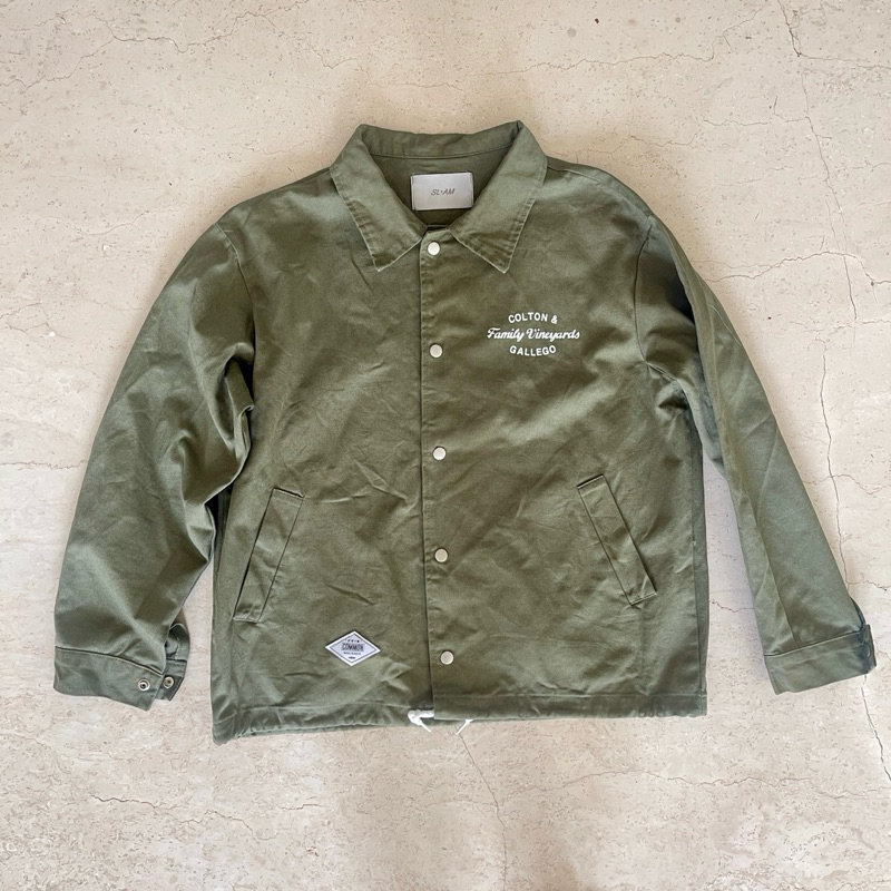 Jual Slam Army Jacket Cotton Canvas Oversized Green Khaki Coach Field ...