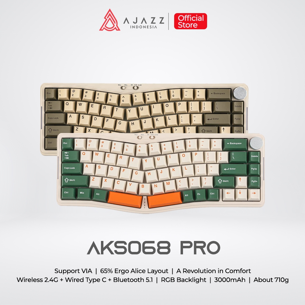 Jual Ajazz AKS068 PRO Alice Layout 68 Keys VIA Mechanical Keyboard ...