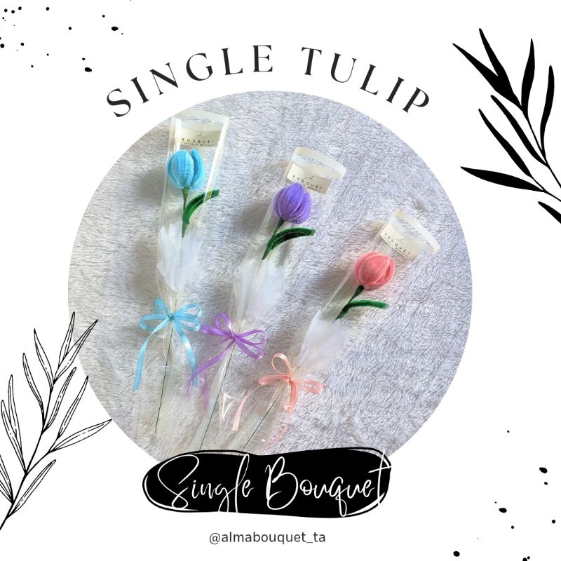 Jual Single Buket Bunga Tulip Kawat Bulu Pipe Cleaner Wisuda Cantik ...