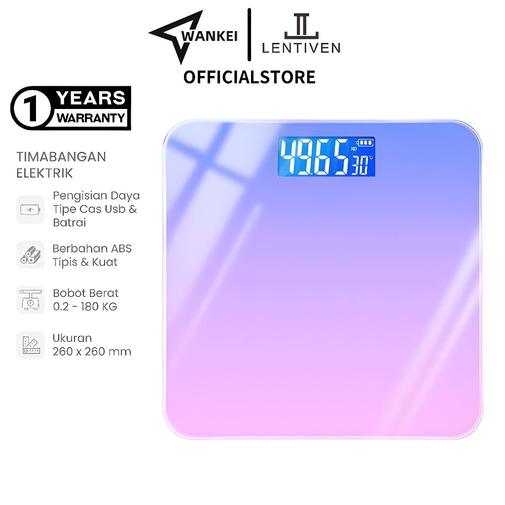 Jual WANKEI LENTIVEN Timbangan Badan Kaca Digital 180KG Anti Pecah ...