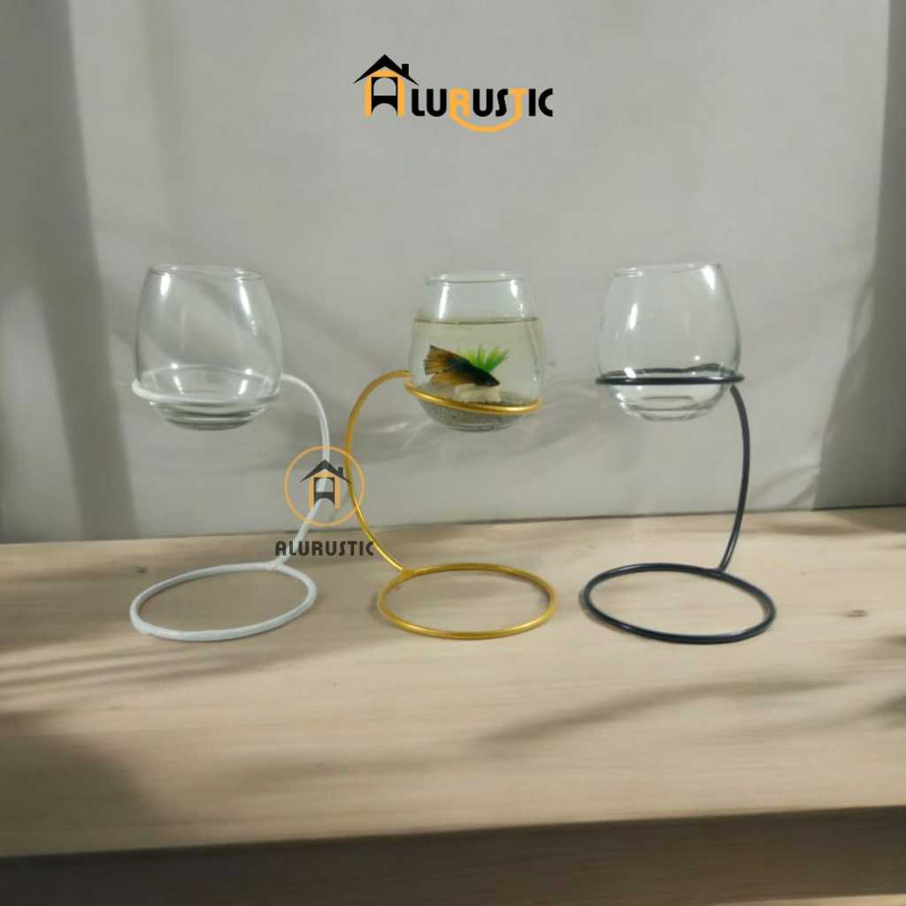 Jual AQUARIUM KACA MINI DENGAN STANDING BESI / AkUARIUM KECIL CUPANG ...