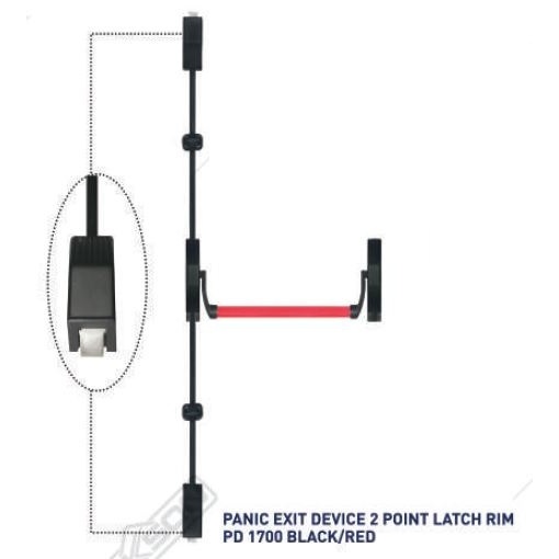 Jual PANIC EXIT DEVICE 2 POINT LATCH RIM TYPE DEKKSON PD0702 BLACK RED ...