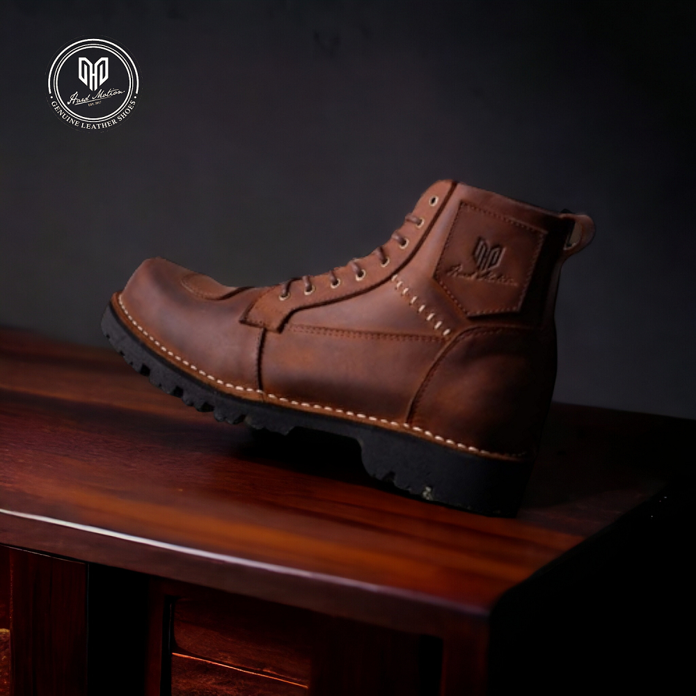Jual Hard Motion Thunder Bold Brown Sepatu Pria Kulit Asli Boots Safty ...