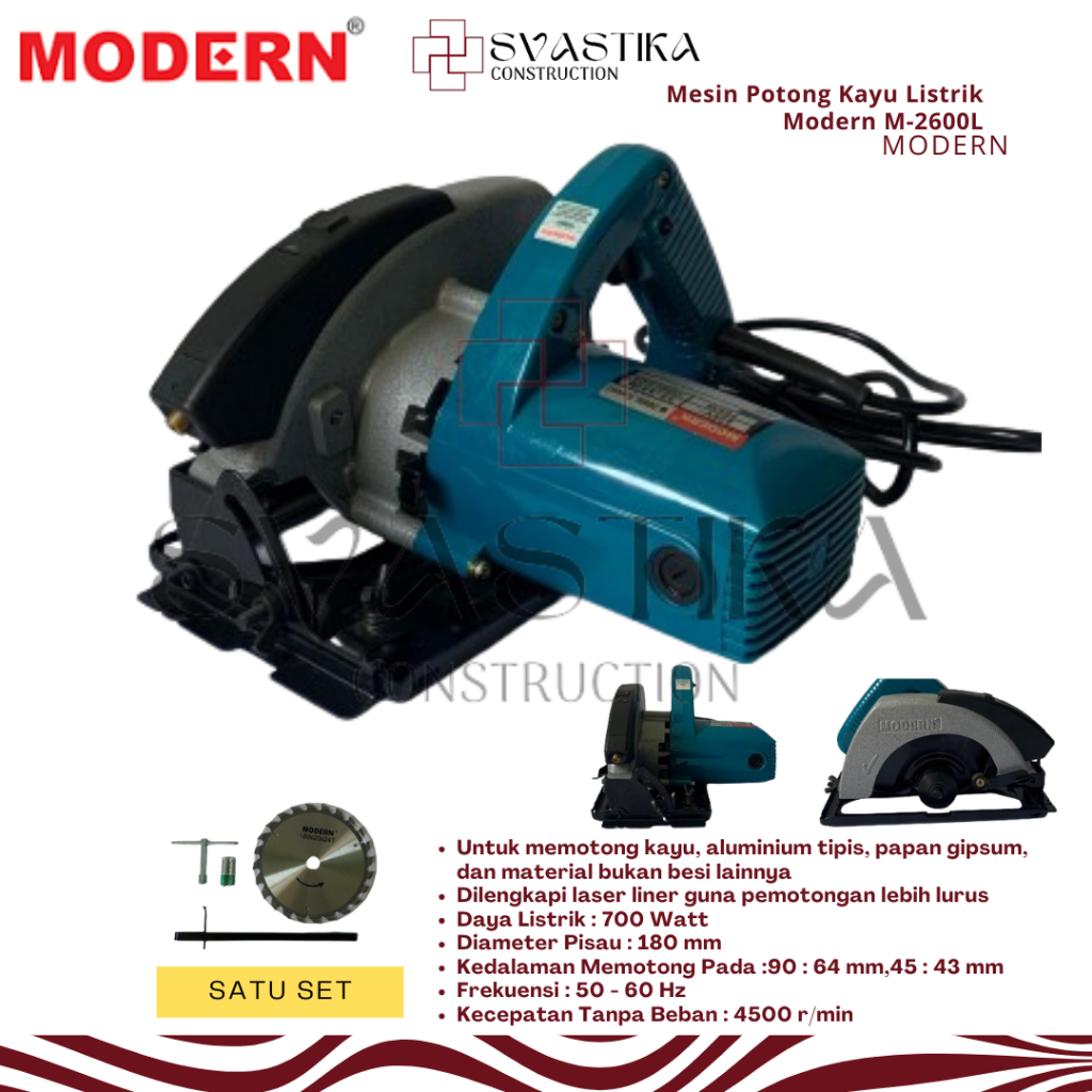 Jual Mesin Potong Kayu Listrik Modern M 2600 L Mesin Gergaji Listrik ...