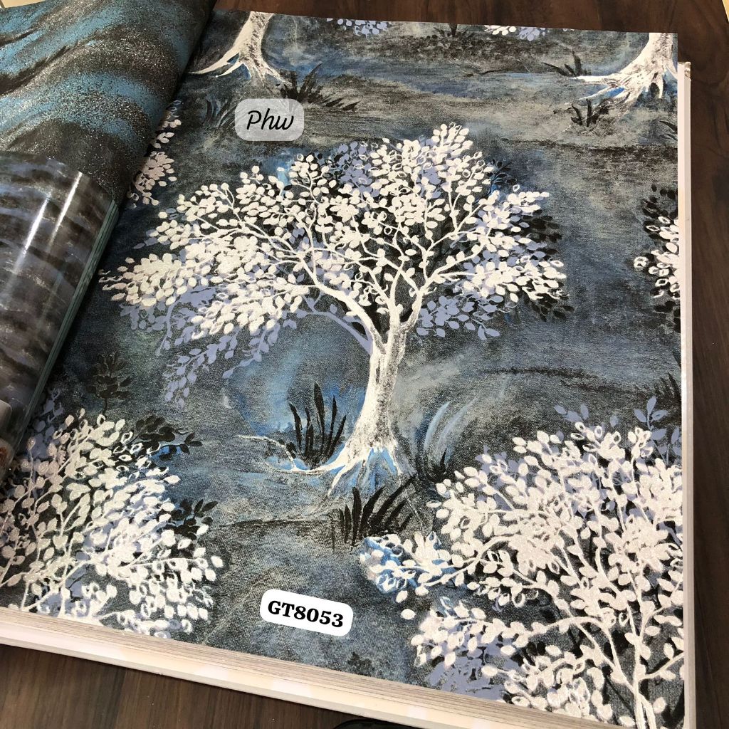 Jual Wallpaper Dinding Motif Pohon Lukisan Hutan Vintage Varian Orange ...