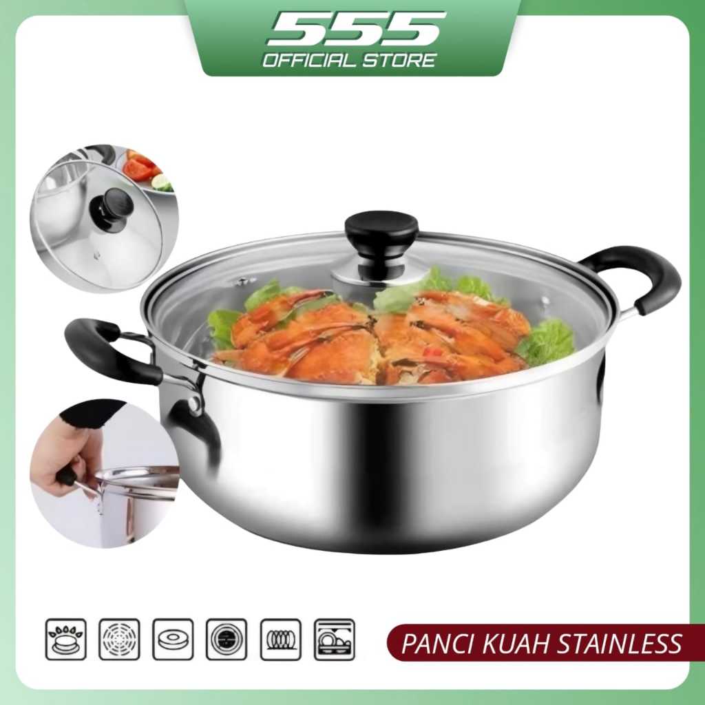 Jual Panci Sup Kuah Soup Pot Stainless Steel 20cm 22cm dengan Tutup ...