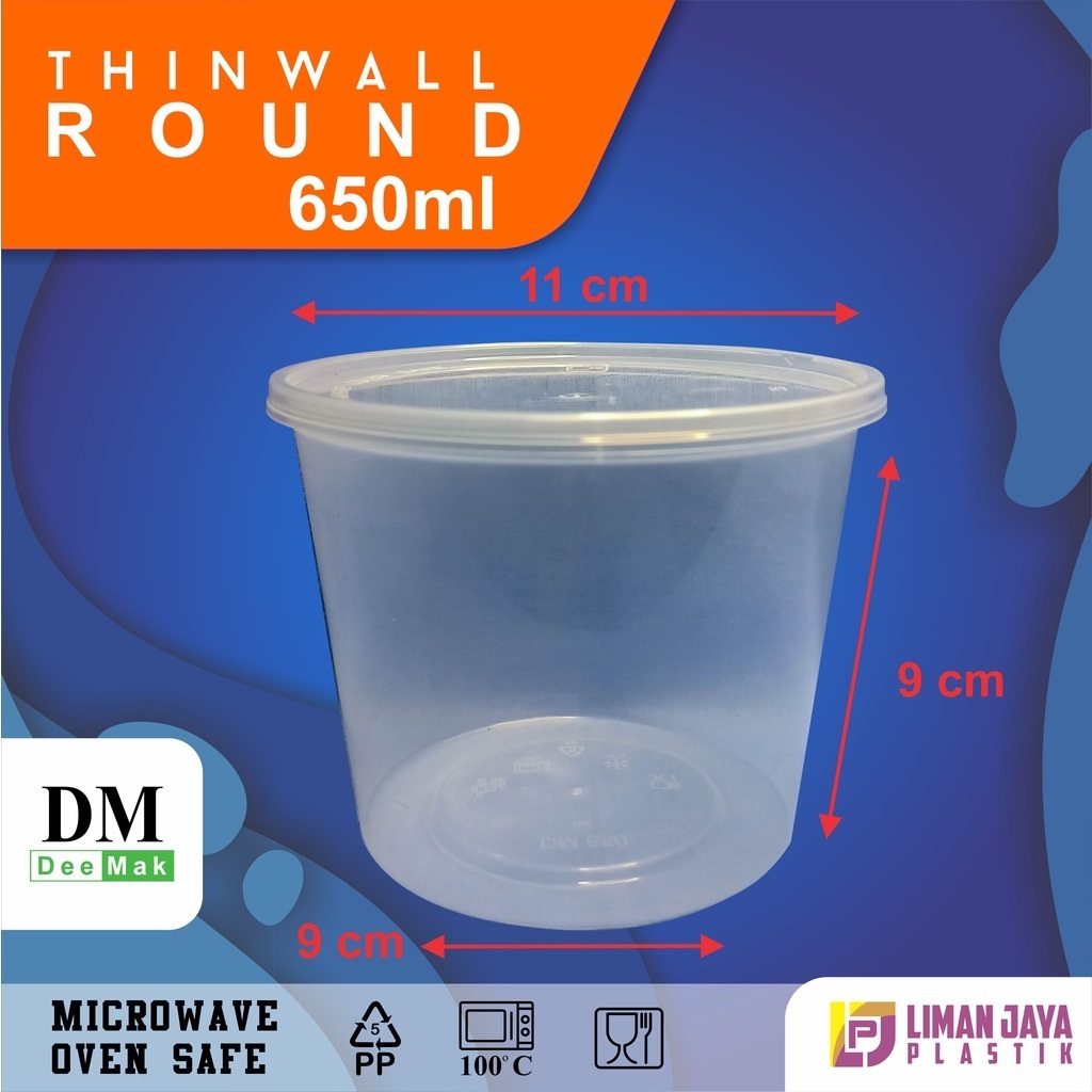 Jual Thinwall/Food Container Round 650ml | Thinwall Bulat | Thinwall DM ...