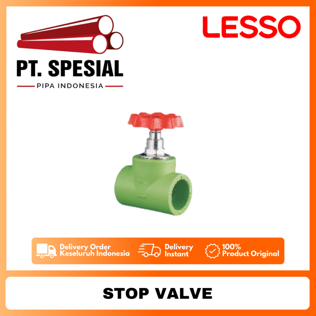 Jual Stop Valve PPR Lesso DN32 / Gate Valve PPR Lesso / Straight Way ...
