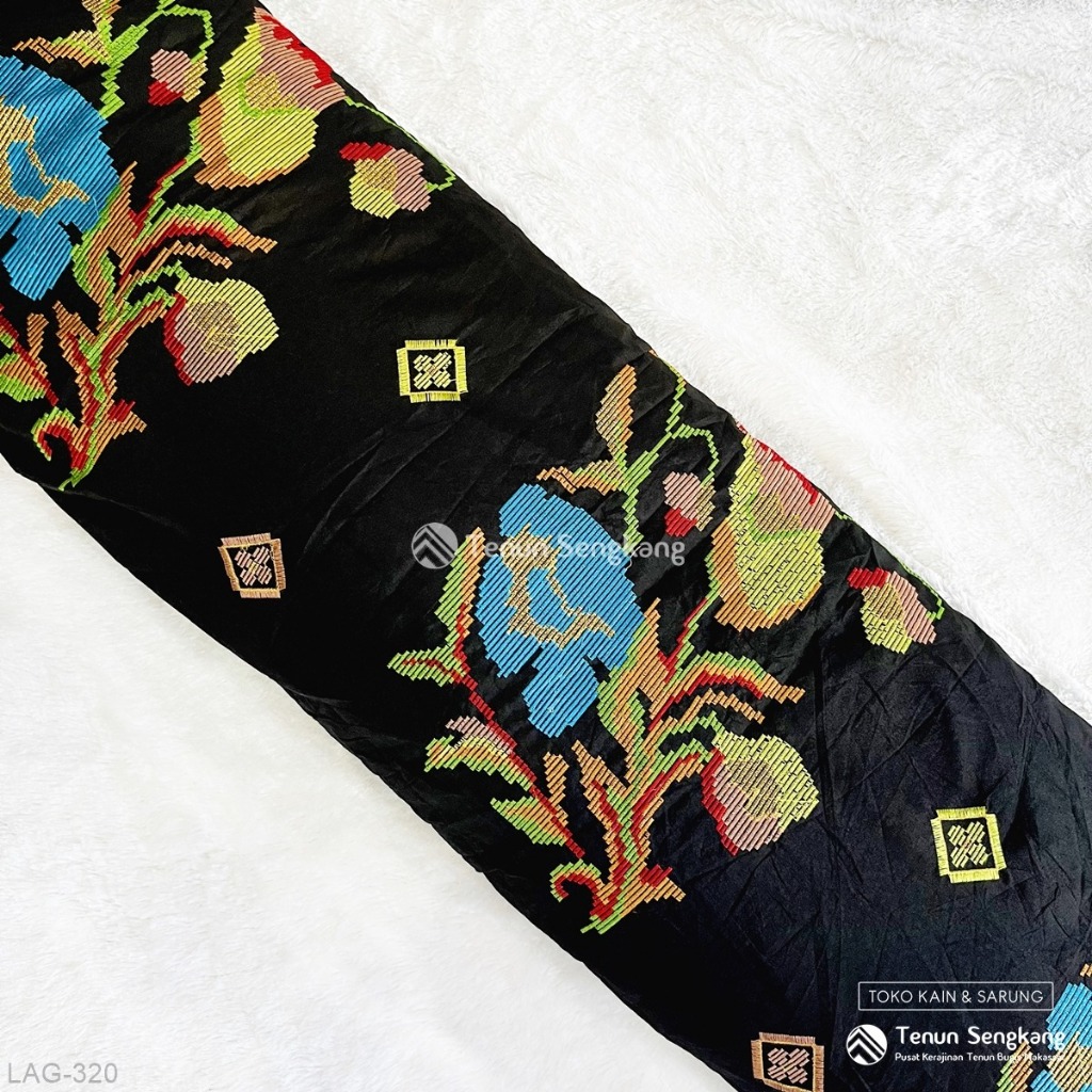 Jual Kain Tenun Sulam Motif Bunga Lagosi Bahan Tenun Sutra Bugis ...