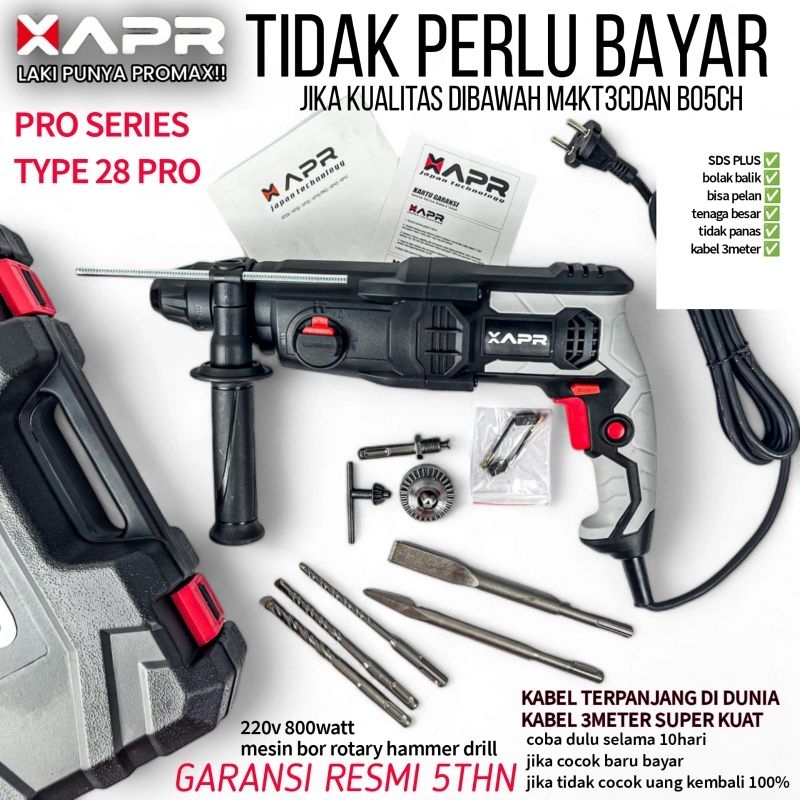 Jual PROMO APR RAJA mesin Bor Rotary AP28PRO Hammer drikl sds plus 3 ...