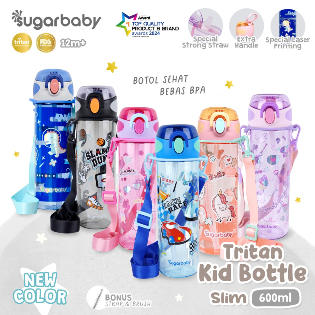 Jual Sugarbaby Tritan Kid Bottle Slim 600ml / Botol Minum / Botol Minum ...