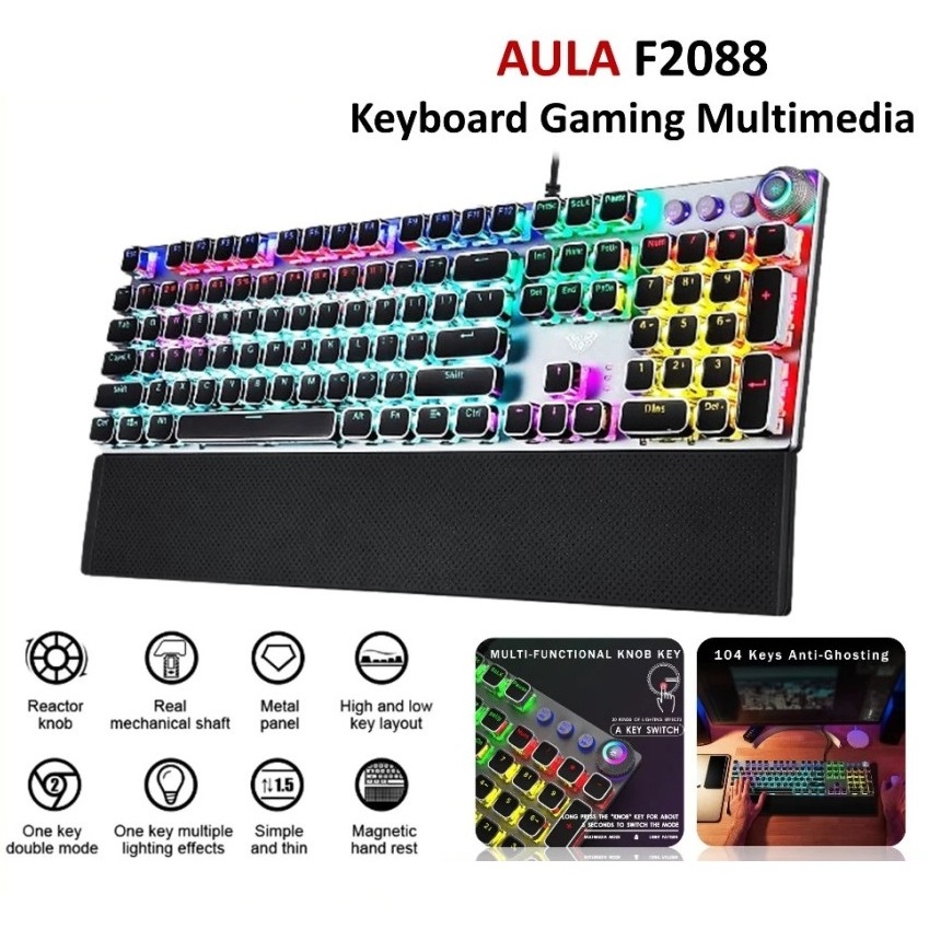 Jual AULA F2088 Mechanical Gaming Keyboard 104 keys Anti-ghosting Wired ...