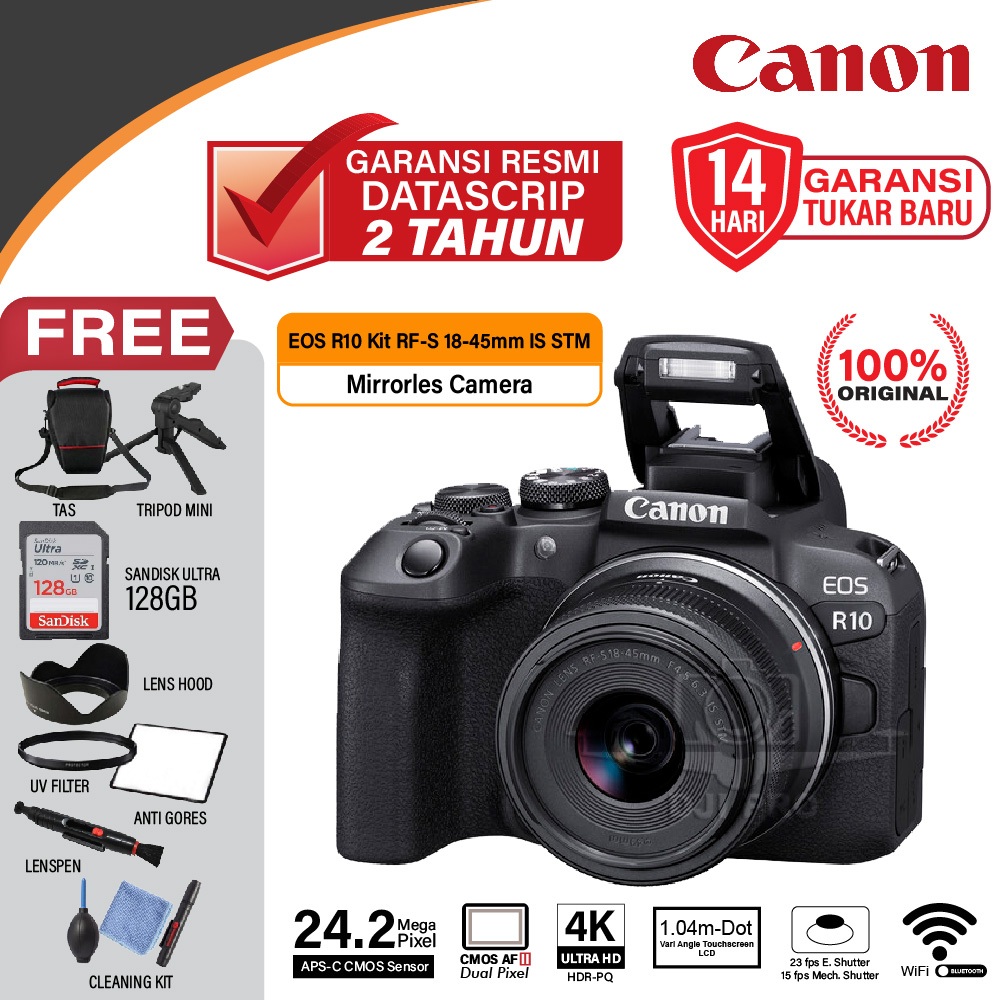 Jual Canon EOS R10 Kit RF-S 18-45mm STM EOS R 10 Kit 18-45 Garansi ...