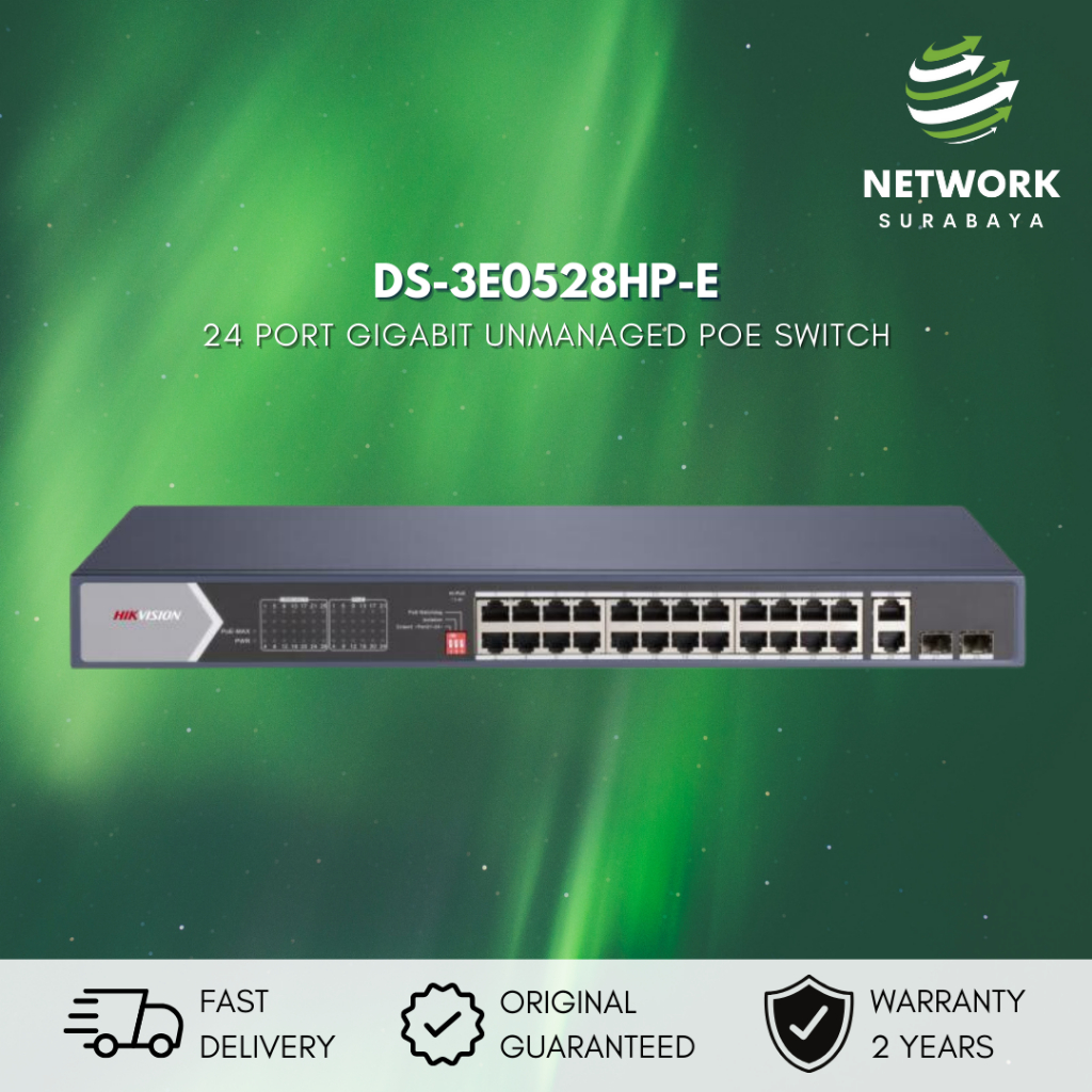 Jual HIKVISION DS-3E0528HP-E 24 Port Gigabit Unmanaged POE Switch | Shopee Indonesia