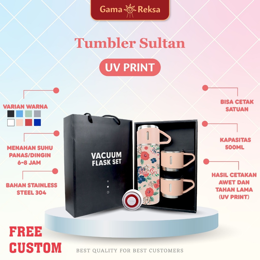 Jual Custom Tumbler Sultan Cetak Uv Print Desain Logo Nama Free Cangkir ...
