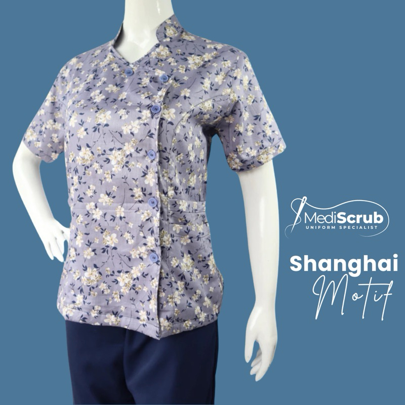 Jual MEDISCRUB - SCRUB KERAH SHANGHAI MOTIF - Baju Jaga OK Dokter ...
