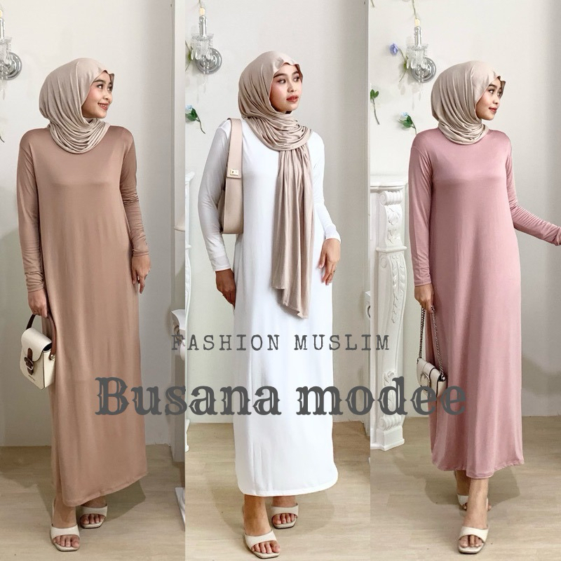 Jual Inner Dress Lengan Panjang / Gamis Manset Lengan Panjang Spandek Soft / Inner Manset ...