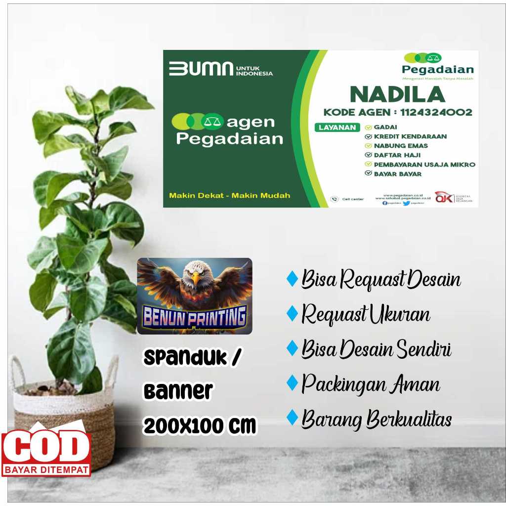 Jual Spanduk Banner 200X100 Cm Pegadaian Bisa Request Desain | Shopee ...