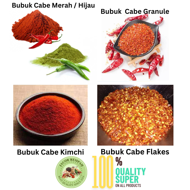 Jual [ 1 kg ] Cabe Bubuk|Powder [ Merah | Hijau | Flakes | Chili Oil ...